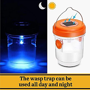 BEE COLINE Wasp Trap Outdoor Hanging - Solar Powered Bee Trap Outdoor - Wasp Killer for Wasps, Hornets, Fruit Flies, and Insects - Effective Insect Trap - Bee Killer and Yellow Jacket Trap Pack of 2