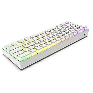 GK GAMAKAY MK61 RGB Pudding Keyboard, 61 Keys Gateron Optical Switch PBT Pudding Keycaps, Hot Swappable Backlit Ultra-Compact Wired Gaming Keyboard for Windows Mac PC Gamers (Brown Switch, White)