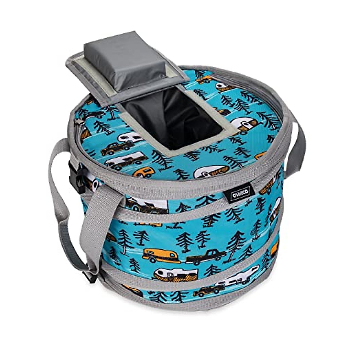 Camco Life is Better at The Campsite Pop-Up Cooler, Sketch Design | Features a Water-Resistant Interior and Built-in Bottle Opener | Holds Up to a 12-Pack of Bottled or Canned Drinks (53417)
