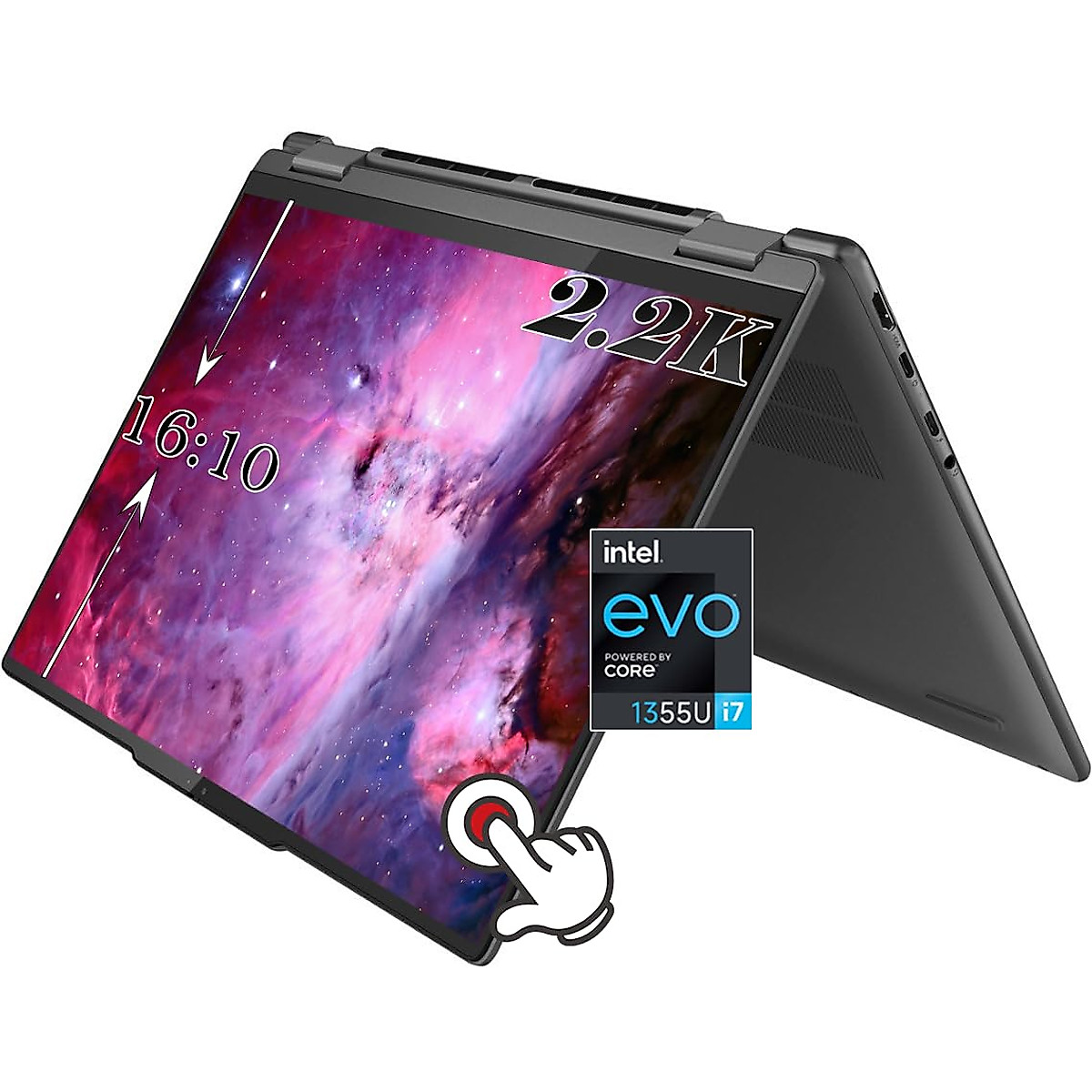 Lenovo Yoga 7i 14" 2.2K Touchscreen 16:10 2 in 1 0.69" Slim Laptop Intel Evo 10-Core i7-1355U 2 x Thunderbolt4 Wi-Fi 6 Long Battery Life - 12H Storm Grey Win11 W/Mouse Pad (16GB RAM | 512GB PCIe SSD)