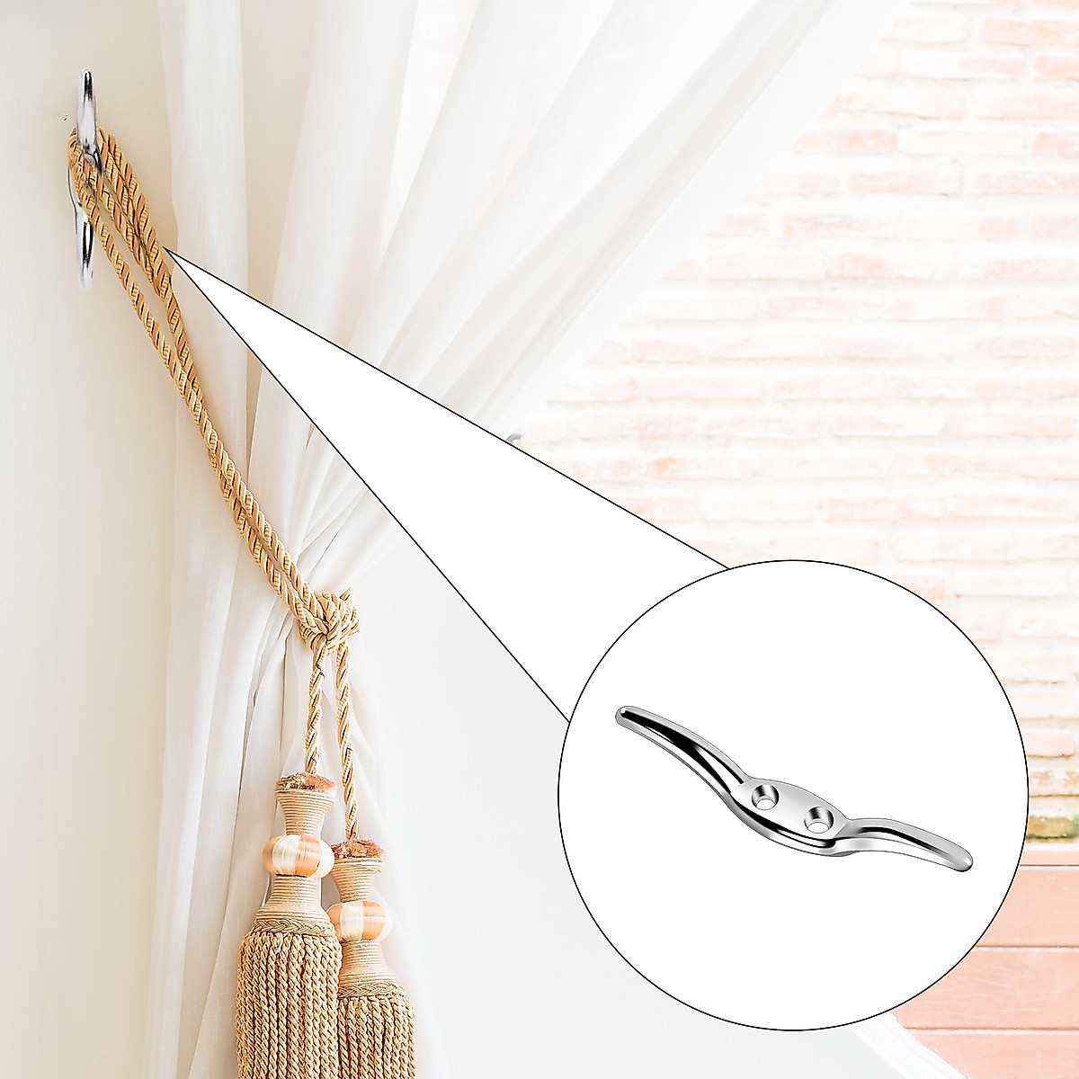 4 Pcs Hook for Blinds Cord,Zinc Alloy Blind Cord Holder with Screws Blind Cord Safety Rope Cleat Window Rope Cleat Hook Blind Accessories Hooks for Home Office Window Blinds Curtains Sun Shades Ropes