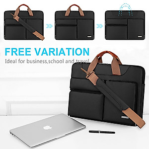 Lacdo 360° Protective Laptop Shoulder Bag for 13 inch New MacBook Air M4 A3240 2025, M3 A3113, M2 A2681, M1 A2337 A2179 A1932 2024-2018 | 13 inch MacBook Pro M2 M1 A2338 A2251 A2289 Computer Bag,Black