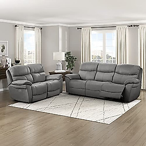 Lexicon Lapointe Wall-Hugger Power Double Reclining Sofa, Gray