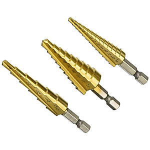 Titan Tools TIT16503 Step Drill Set, 3 Piece (3 Piece Step Drill Set)