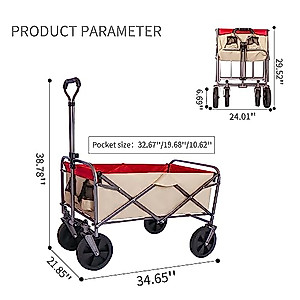 ccko Wagon Cart Collapsible Wagon Foldable Wagon Utility Wagon Folding Wagon Beach Wagon Beach Trolley Cart Large Capacity Wagons (Silver)
