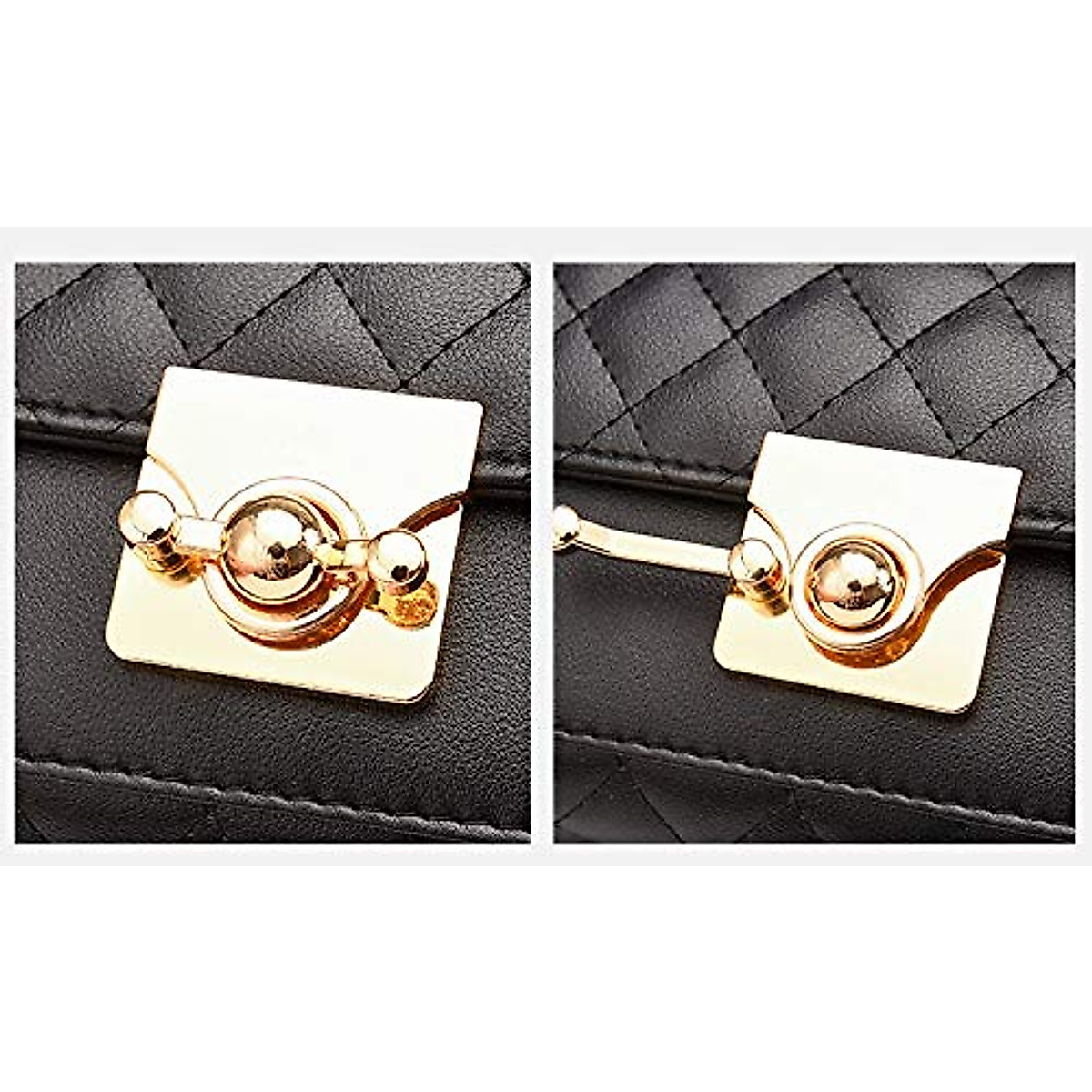 Hanbella Crossbody Purse for Women - Cute Quilted Leather Shoulder Bag with Gold Chain Strap for Teen Girls - Womens Clutch