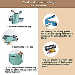 50 Pieces 0.5 LB Blue Green Coffee Bags with Aluminum Foil Liner Pack of 50, High Barrier Coffee Pouches with Degassing Valve, Ziplock Food Storage Bags with Pull Tape, 8oz/0.5lb/250gram