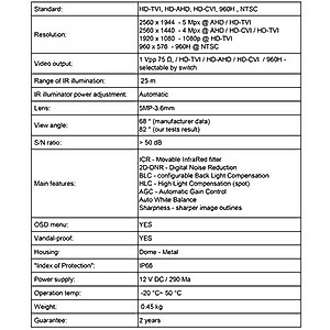 Sinis Security 5MP 4MP TVI Analog Security Dome Camera, 3.6mm Lens, 80Ft Night Vision, Outdoor Weatherproof, Grey Full Metal Housing, Default TVI 4MP 30fps
