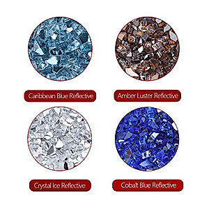 GasSaf 1/2 Inch Fire Glass Reflective Tempered Fireglass Cut Crushed FireGlass for Fire Pit, Fireplace and fire Pit Table (20 Pound)(Crystal Ice Reflective)