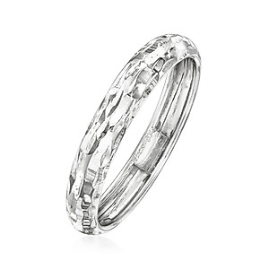 Ross-Simons Italian 14kt White Gold Diamond-Cut Ring. Size 8