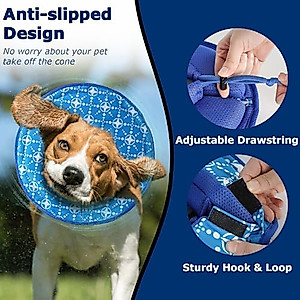 Crazy Felix Soft Dog Cones for Large Medium Small Dogs, Dog Recovery Cone Collar Alternative After Surgery to Stop Licking Scratching, Elizabethan Collar with Hook & Loop Drawstring