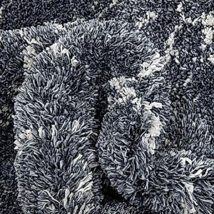 Well Woven Bissi Blue Super Thick & Soft Moroccan Shag Area Rug 5x7 (5'3" x 7'3")