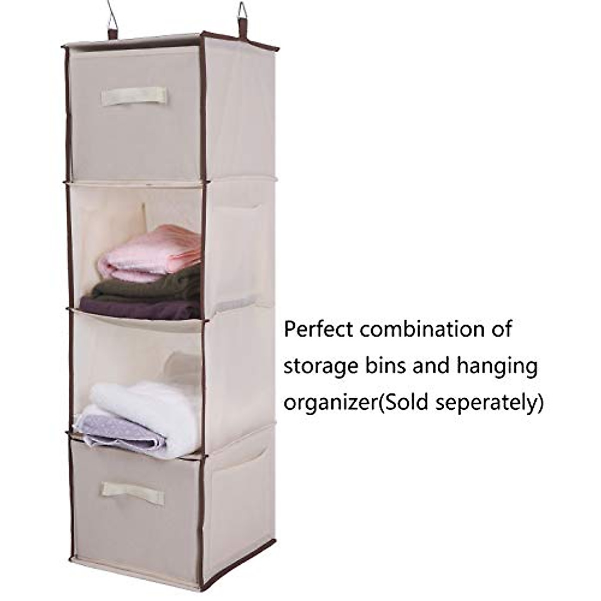 Amelitory Storage Bins Foldable Cube Organizer Fabric Drawer Set of 2 Beige
