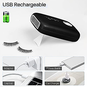 Buqikma Eyelash Fan Mini Lash Fan for Eyelash Extension Portable Lash Fan Dryer Handheld Rechargable USB Eyelash Fan with 3 Adjustable Speed Cooling Air Fan Eyelash Extension Application (Black)