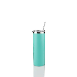 Hogg 20oz Powder Coated Skinny Tumbler, DIY, Customizable, Reusable, Double Wall Insulated, Colored Tumblers (Mint)
