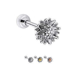 316L Surgical Steel Ear Cartilage Helix Tragus Stud Ring Flower Jewelry 16G