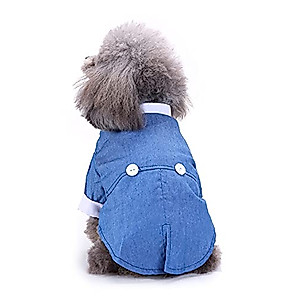 Dog Blue Tuxedo, Dog Formal Clothes, Puppy Wedding Tux, Small Dog Suit and Tie, Business Suit for Dog Blue Large