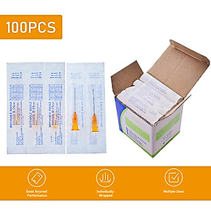 100Pack 25 Gauge 1/2 Inch Lab Needles, Disposable Luer Lock Supplies