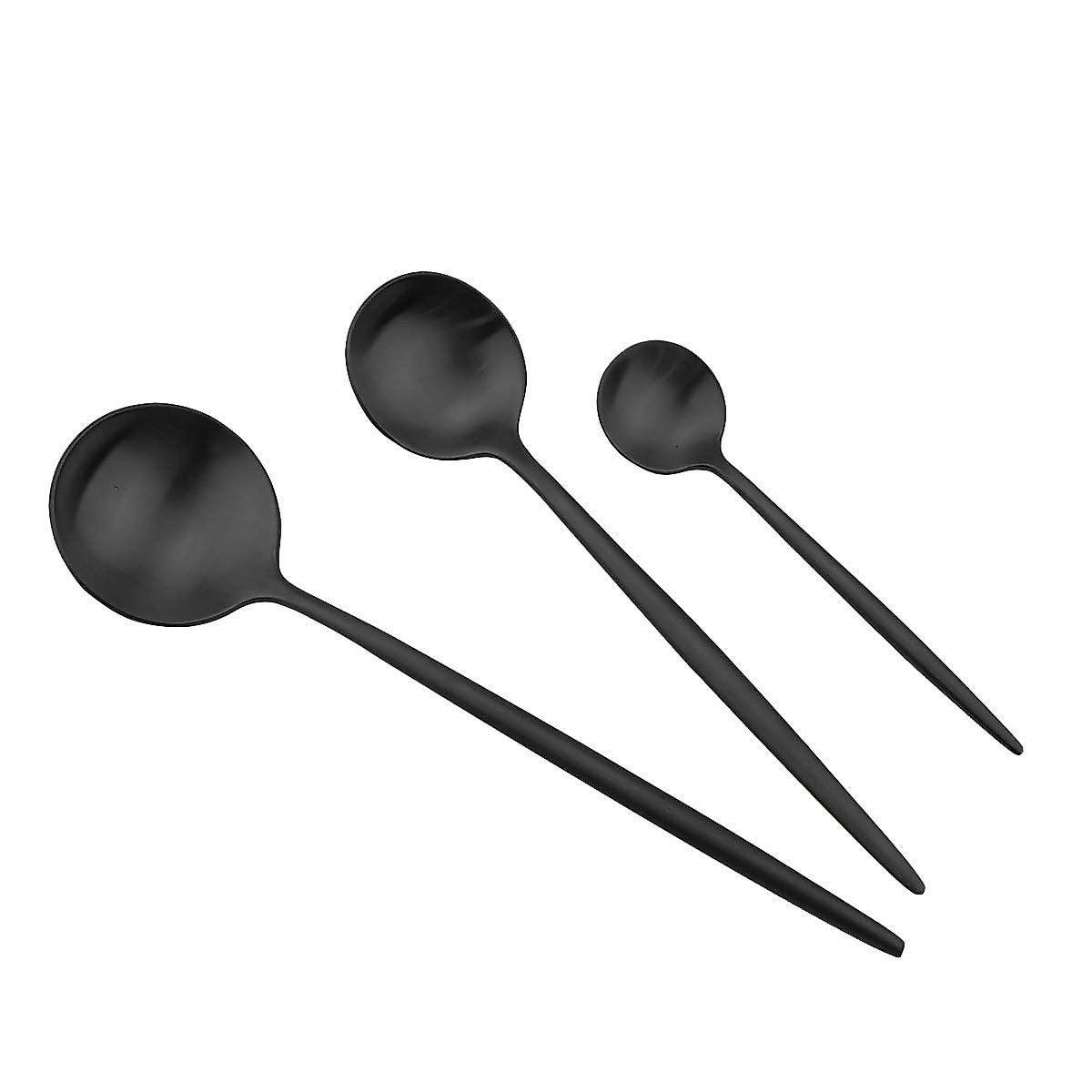 JASHII Luxury Black Flatware, Silverware Sets, 24-pieces Elegant Cute 18/10 Stainless Steel Silverware Set for Eating Home Kitchen Hotel Restaurant, Service Sets for 4 People, Dishwasher Safe