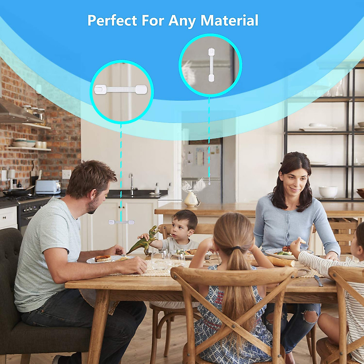 Child Safety Locks Cabinet Lock (5 Pack) Adjustable Baby Lock is Suitable for refrigerators, Drawers, cabinets, etc, Toilet lids, Doors,Without Drilling Sticky Child Locks