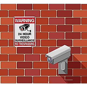 Warning Security Cameras In Use 24 Hour Video Surveillance Sign 10x14 Aluminum UV Ink Printed,Durable/Weatherproof Up to 7 Years Outdoor for House and Business (4-Pack)