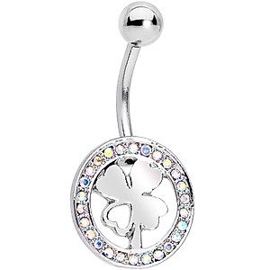 Body Candy 4PC Shamrock Variety Bonus Pack Stainless Steel Belly Button Rings 14G Navel Piercing