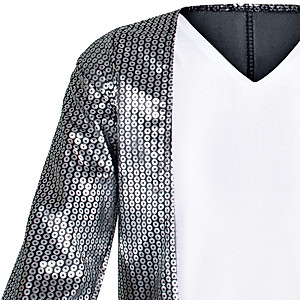 Dance Star Costume for Kids 80s 90s Pop Stage Cosplay Party Halloween Role Play 8-10 Years White Black