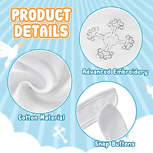 Booulfi Baby Boy's Christening Baptism Outfits Embroidered Cross White Bib and Socks Set 2 PCS