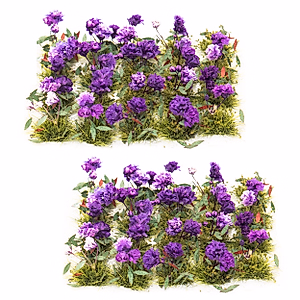40 Pcs Flower Cluster Flower Vegetation Groups Grass Tufts Miniature Static Scenery Model for DIY Architecture Building Model Railway Train Diorama Garden Scenery Landscape Layout (Dark Purple)
