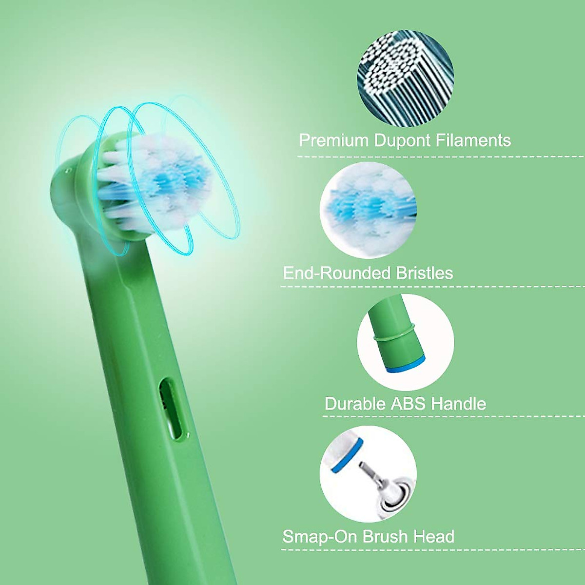 Kids Toothbrush Replacement Heads for Oral-B, Extra-Soft Bristles, Fits Both Electric and Battery for Oral-B Braun Brushes, Except Vitality Sonic, CrossActino Power, Sonic Complete, Pulsonics, EB-10A