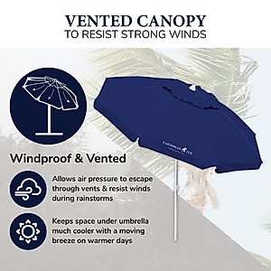 Caribbean Joe CJ-TUVC78NVY 6.5' tilting beach umbrella, Navy