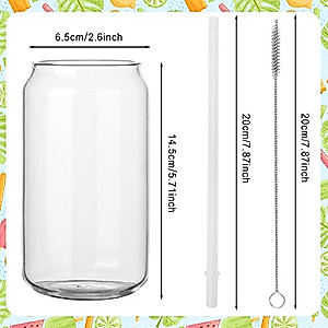 AQUAPHILE 16OZ Sublimation Beer Can Glass with Bamboo Lids and Straw - Blank Glass Ice Coffee Cups Tumbler Mugs for Juice Soda Cocktail(Clear, 2pcs)