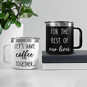Giveena Fiance Gift For Women - Stainless Steel 14oz Mug Set of 2- Anniversary Wedding Engagement Gifts for Couple Bride and Groom - Bridal Shower Gift For Bride To Be Christmas Gift For Couple Wife