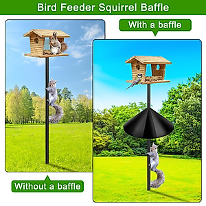 PP Squirrel Proof Baffle, Pole Mount Squirrel Guard Stopper for Outdoors Bird Feeder Pole - (Black, 16inch,1 Pack)