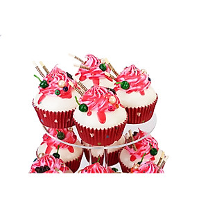 YestBuy 4 Tier Cupcake Stand, Acrylic Cupcake Tower Stand, Premium Cupcake Holder, Clear Cupcake Display Tree Tower Stand for 52 Cupcakes, Display for Pastry Wedding Birthday Party (4 Tier Round)