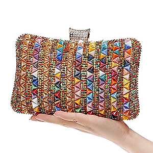 KAXIDY Fashion Pearls Beaded Evening Bag, Handbag Clutch Purses Bag Gold/Multicolor