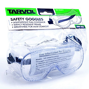 Tarvol Protective Safety Glasses (Heavy Duty Industrial Strength) Crystal Clear & Anti-Fog Design - High Impact Resistance - Perfect Eye Protection
