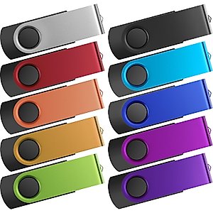USB Flash Drive 64MB Pack of 10 Small Capacity Thumb Drive Bulk Kepmem Metal 64 MB Memory Stick USB 2.0 Swivel Pen Drives Portable Keychain Zip Drive Mixed Colors Jump Drive for Files Data Storage