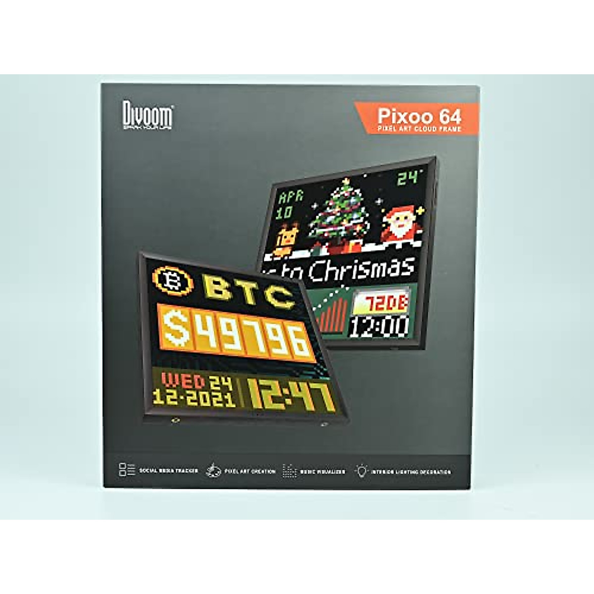 Divoom Pixoo-64 - WiFi Pixel Cloud Digital Frame with APP Control,64 X 64 LED Panel Display Frame for Gaming Room Decoration/Social Media Fans Counter