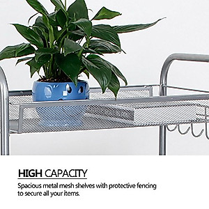 4-Storey Wheeled Office Storage Rack, Kitchen Storage Rack, Bathroom Storage, Suitable for Placing Items in Garage, Kitchen, Food Storage Room and Living Room