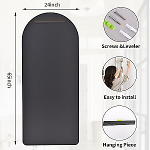 VooBang 24"x65" Arched Full Length Mirror, Black Deep Frame Floor Mirror, Modern Arch Full Body Mirror for Bedroom, Living Room, Hanging or Leaning Against The Wall