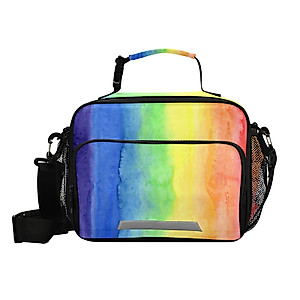 Glaphy Watercolor Rainbow LGBT Pride Lunch Bag, Cooler Lunch Tote Box Insulated Lunch Bags Food Container for Men Women Kids