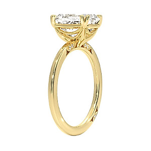 2 CT Emerald Cut Engagement Rings for Her Moissanite Rings Solitaire Proposal Gift Her 925 Silver 10K/14K/18K Solid Gold Bridal Rings (10K Solid Yellow Gold)