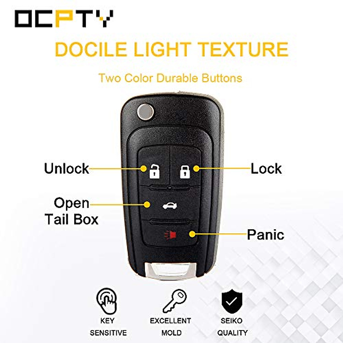 OCPTY 2 X Flip Key Entry Remote Control Key Fob Replacement for Chevy for Camaro 2010-2016 for Chevy for Cruze 2010-2016 for Chevy for Equinox 2010-2016 for Chevy for Malibu 5461A-01060512 4 Buttons