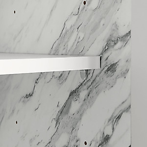 South Shore Myro Kitchen Island, Faux White Marble and White