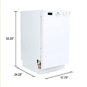 Avanti DWF18V0W Dishwasher 18-Inch Built in with 3 Wash Options and 6 Automatic Cycles, Stainless Steel Construction with Electronic Control LED Display, Low Noise Rating, White