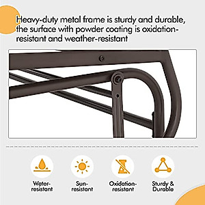 Yaheetech 2-Seat Outdoor Glider with Center Table, Patio Rocking Loveseat with Breathable Mesh Sturdy Metal Frame for Garden Pool Lawn