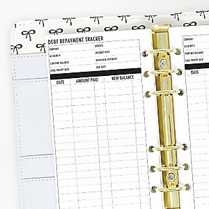 Personal Debt Repayment Planner Insert Refill, 3.74 x 6.73 inches, Pre-Punched for 6-Rings to Fit Filofax, LV MM, Kikki K and Other Binders, 30 Sheets Per Pack