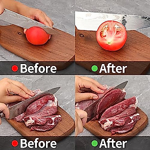 knife sharpening Stone kit, sharpening stone 4 Side Grit 400/1000 3000/8000 Waterstone, Includes Leather Strop, Bamboo Base, Flattening Stone, Slip Rubber Bases, and Angle Guide