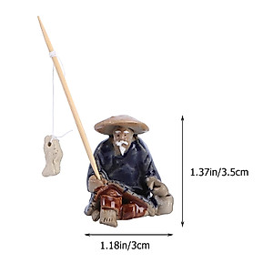 Operitacx 2Pcs Miniature Fisherman Figurine Small Fisherman Statue Fairy Gardens Micro Landscape Decorations for Fish Tank Zen Sand Garden Bonsai Pot